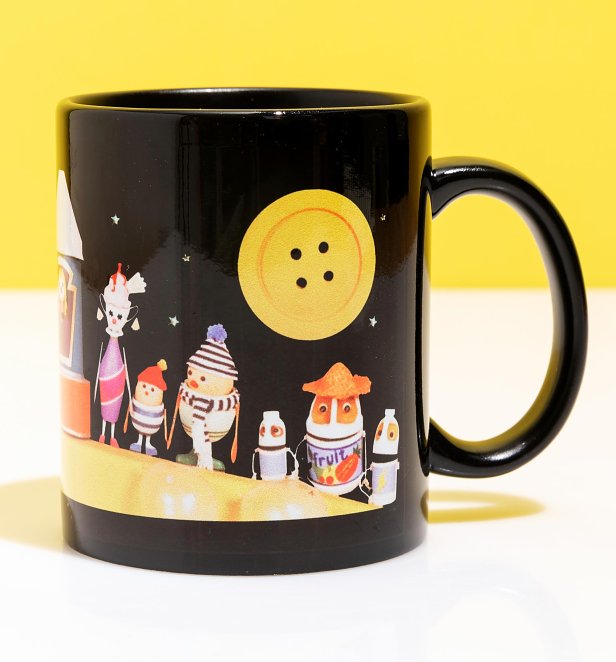 Button Moon Space Scene Black Mug