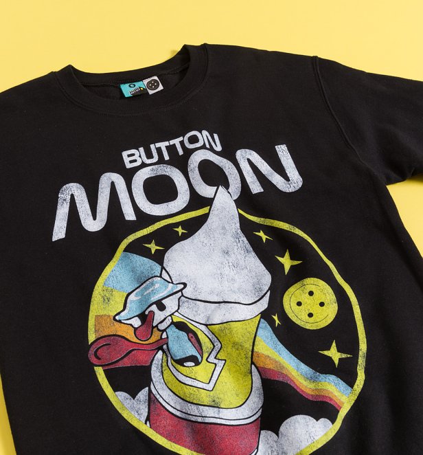 Button Moon Spaceship Black Sweater