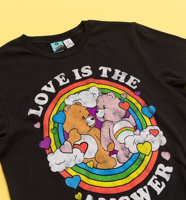 Care Bears Love Is The Answer Pride Black T-Shirt