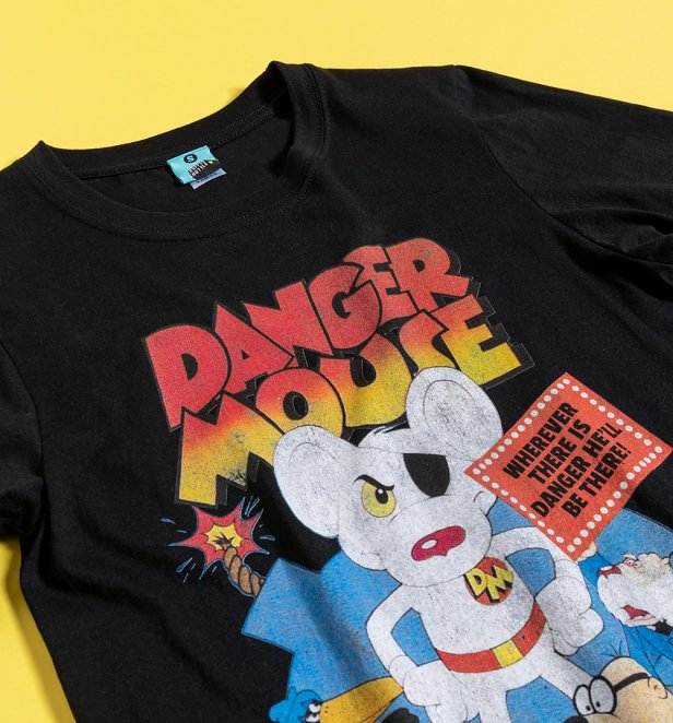 Danger Mouse Retro Video Cover Black T-Shirt