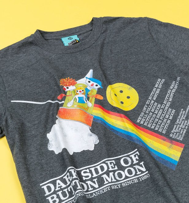 Dark Side Of Button Moon Charcoal Marl T-Shirt
