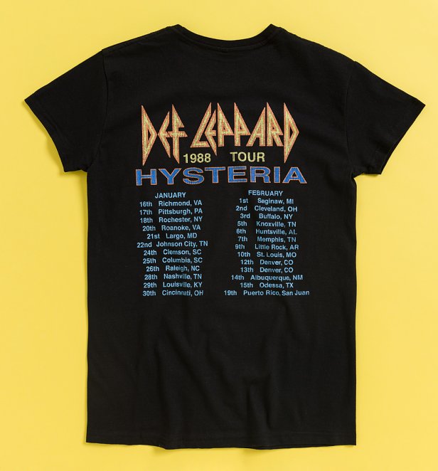 Def Leppard Hysteria '88 Tour Black T-Shirt with Back Print