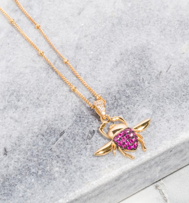 Disney Aladdin Scarab Beetle Gold Plated Sterling Silver Pendant Necklace