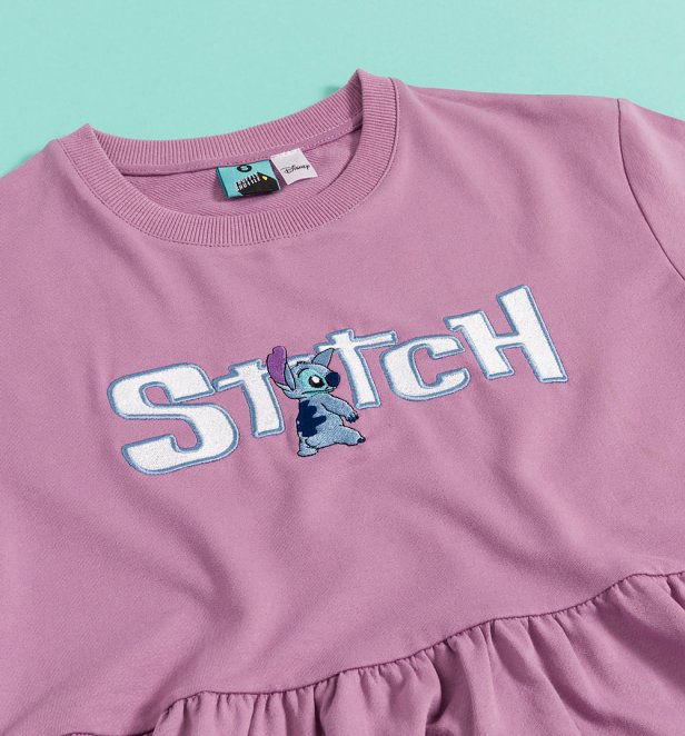 Disney Lilo & Stitch Embroidered Stitch Violet Sweater Smock Dress