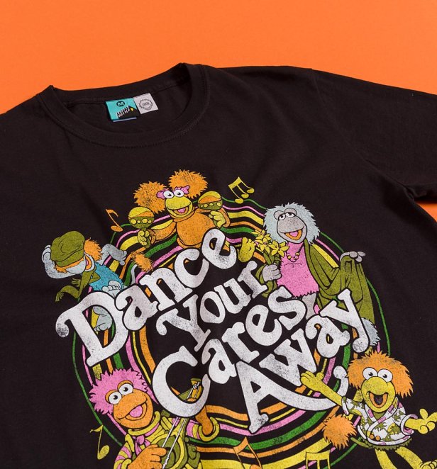 Fraggle Rock Dance Your Cares Away Swirl Black T-Shirt