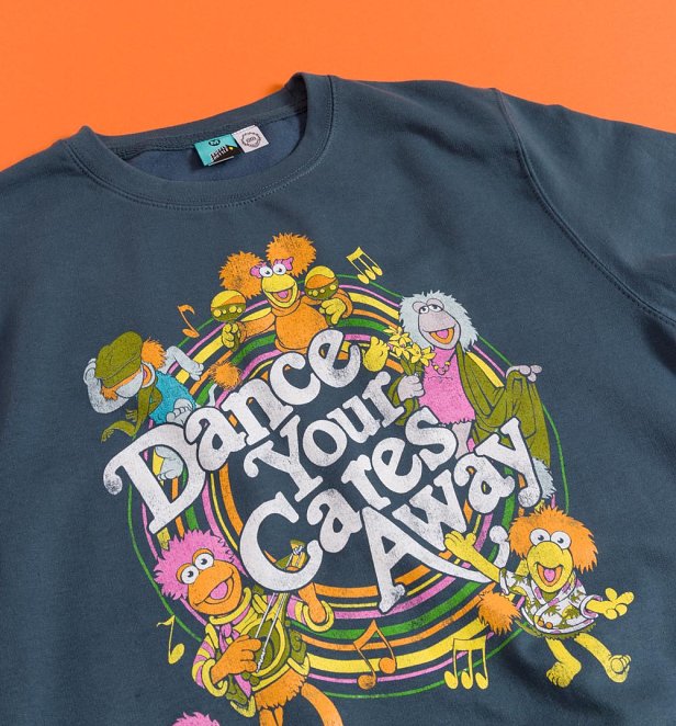 Fraggle Rock Dance Your Cares Away Swirl Blue Sweater