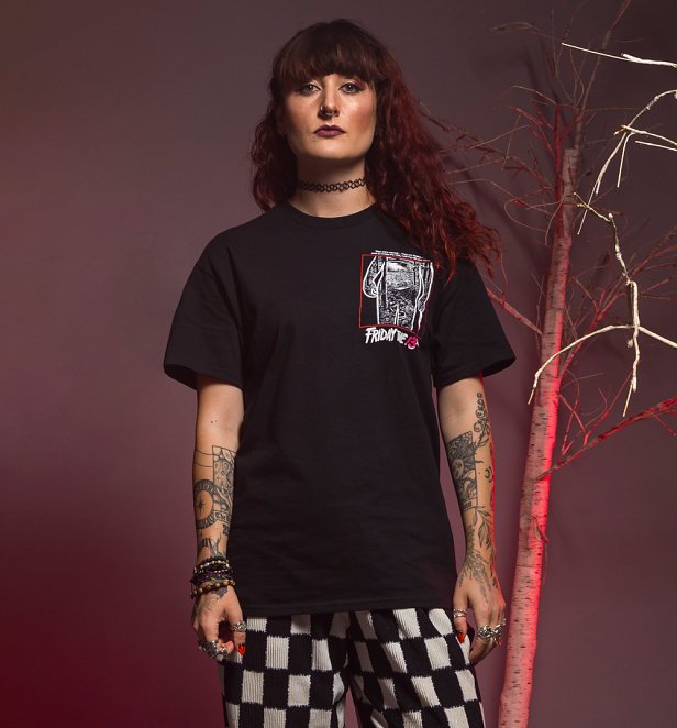 Friday The 13th Movie Poster Black T-Shirt With Back Print