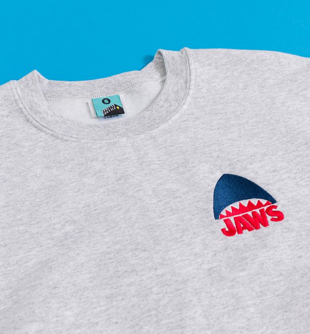 Jaws Embroidered Shark Ash Grey Sweater