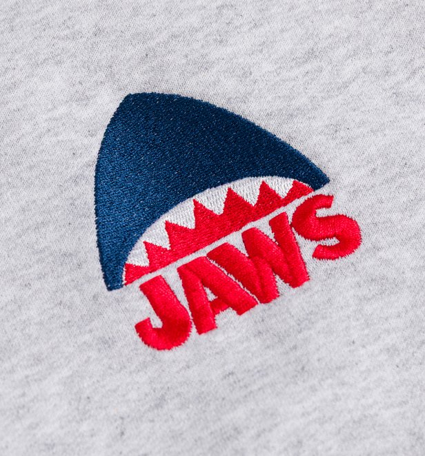 Jaws Embroidered Shark Ash Grey Sweater