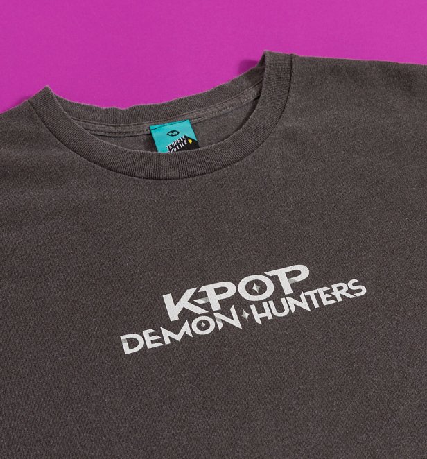 KPop Demon Hunters Huntr/x Vintage Wash Charcoal T-Shirt with Back Print