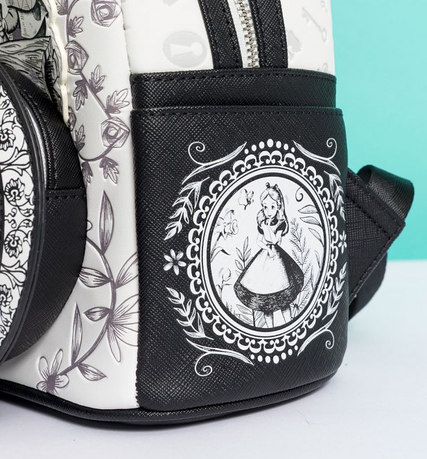 Loungefly Disney Alice In Wonderland Sketch Black and White Mini Backpack