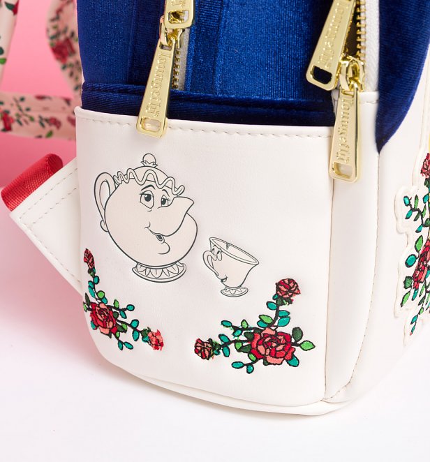 Loungefly Disney Beauty and the Beast Belle & Beast Velvet Mini Backpack