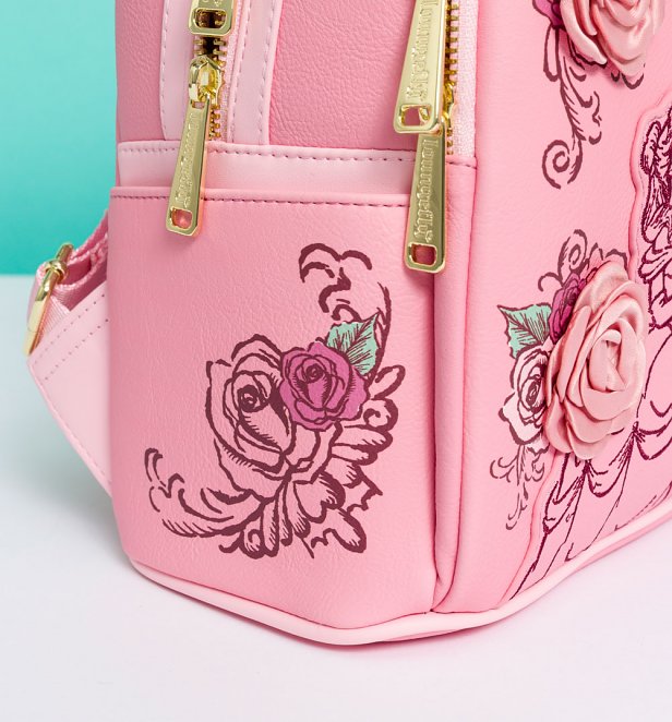Loungefly Disney Beauty and the Beast Pink Roses Mini Backpack