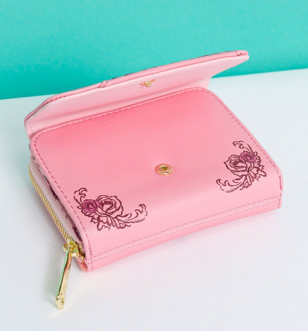 Loungefly Disney Beauty and the Beast Pink Roses Zip Wallet