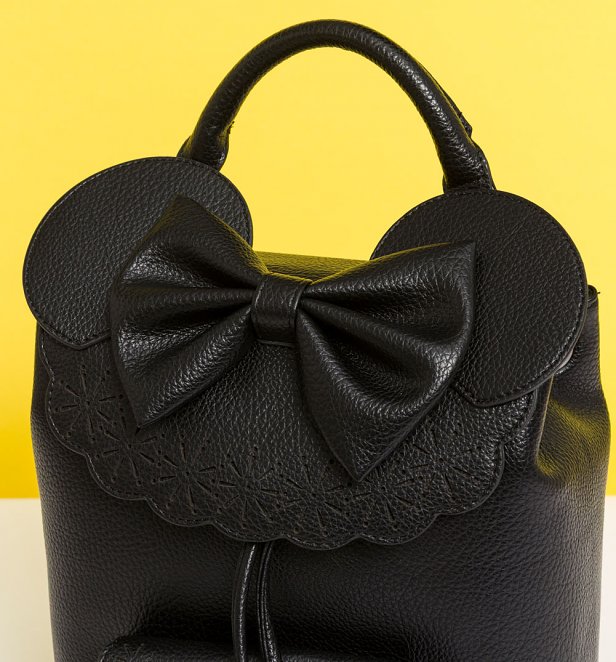 Loungefly Disney Minnie Mouse Pebble Textured Black Mini Backpack