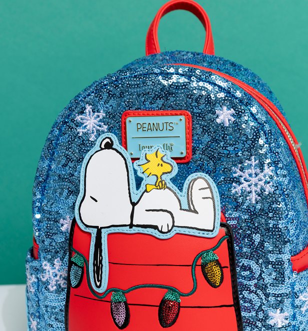 Loungefly Peanuts Holiday & Snow Sequin Mini Backpack