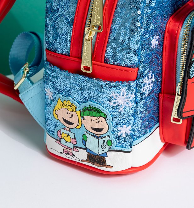 Loungefly Peanuts Holiday & Snow Sequin Mini Backpack