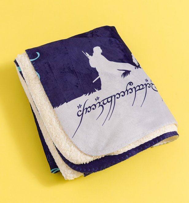 The Lord Of The Rings Doors Of Durin Deep Blue Fleece Throw
