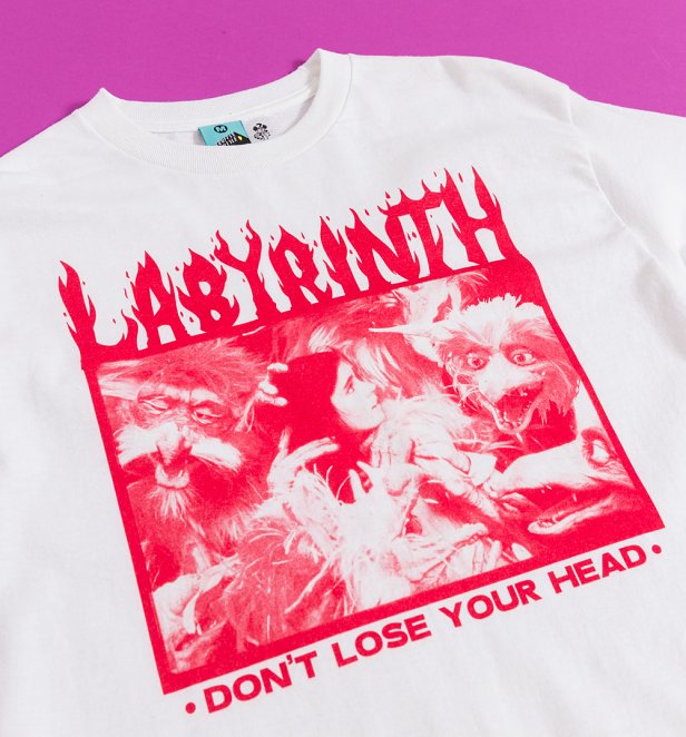Labyrinth Fireys Flame Logo White Long Sleeve T-Shirt