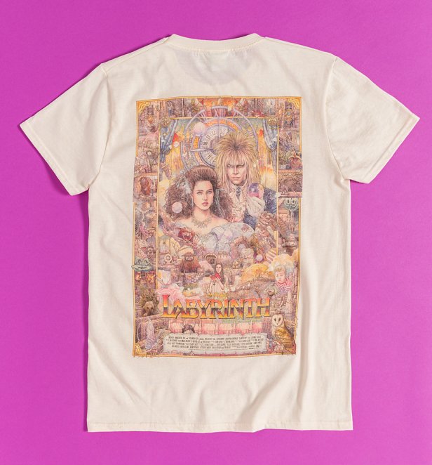 Labyrinth Illustrated Movie Poster Natural T-Shirt with Back Print