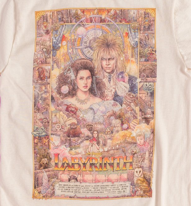 Labyrinth Illustrated Movie Poster Natural T-Shirt with Back Print