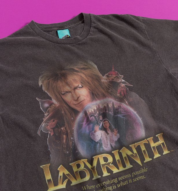 Labyrinth Jareth's Crystal Ball Vintage Wash Charcoal T-Shirt