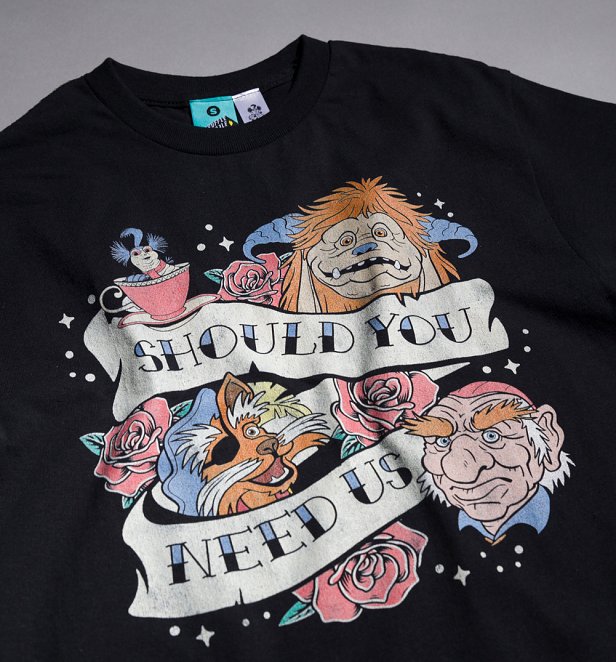 Labyrinth Should You Need Us Tattoo Scroll Black T-Shirt