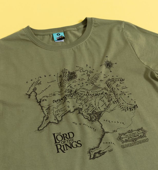 The Lord Of The Rings Middle Earth Map Khaki T-Shirt