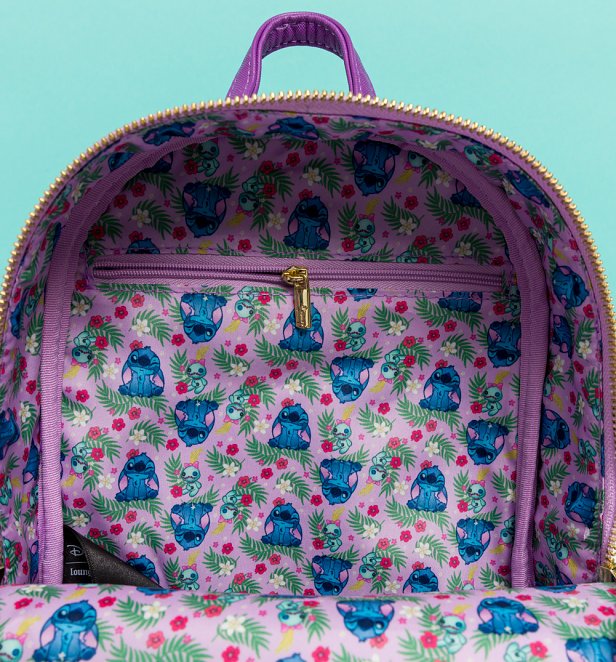 Loungefly Disney Lilo & Stitch Scrump & Stitch Reading Floral Mini Backpack