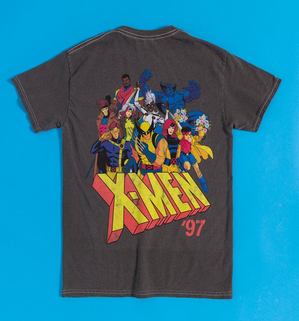 Marvel X-Men 97 Vintage Wash Charcoal T-Shirt with Back Print