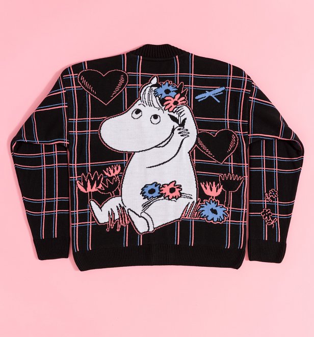Moomin 80th Anniversary In Love Check Black Cardigan