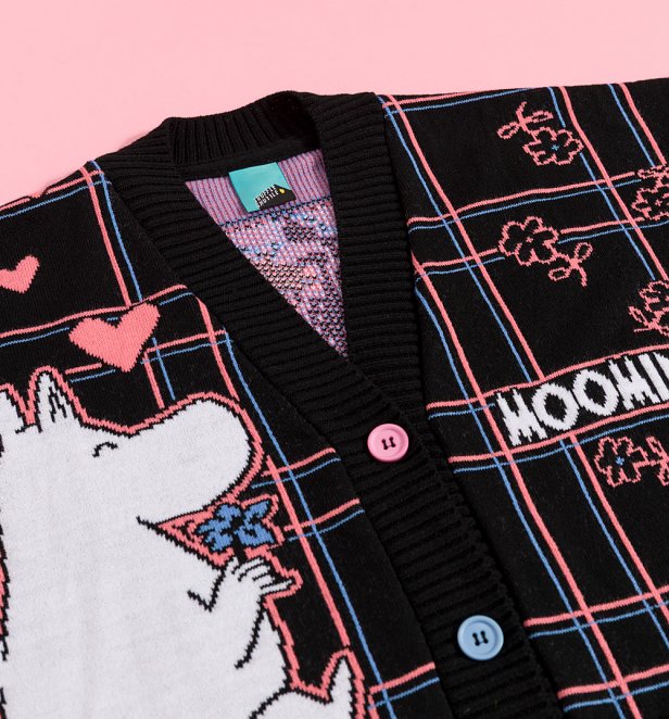 Moomin 80th Anniversary In Love Check Black Cardigan