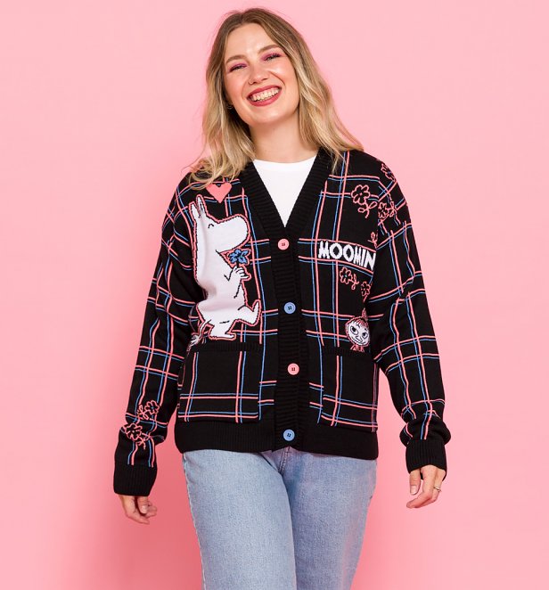 Moomin 80th Anniversary In Love Check Black Cardigan