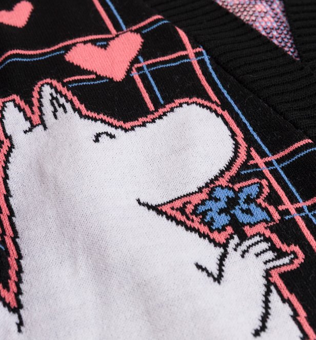 Moomin 80th Anniversary In Love Check Black Cardigan