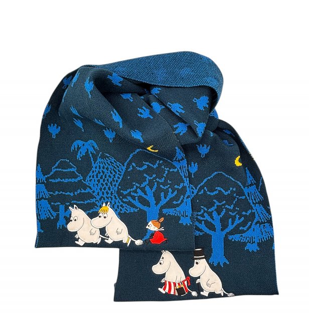 Moomin Blue Forest Embroidered Scarf from House Of Disaster