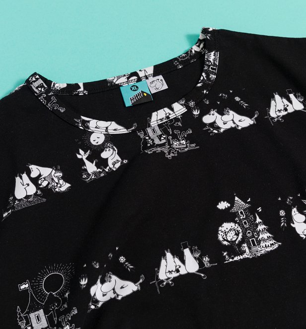 Moomin Stripe All Over Print Black Smock Dress