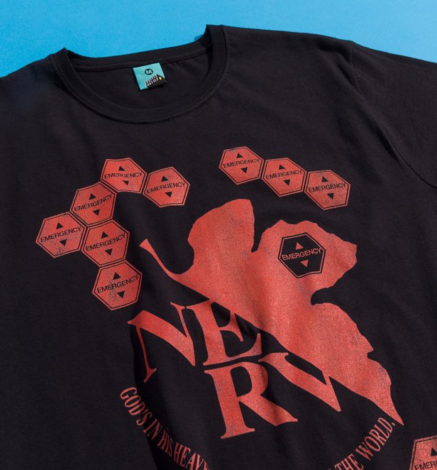 Neon Genesis Evangelion Inspired Nerv Headquarters Black T-Shirt