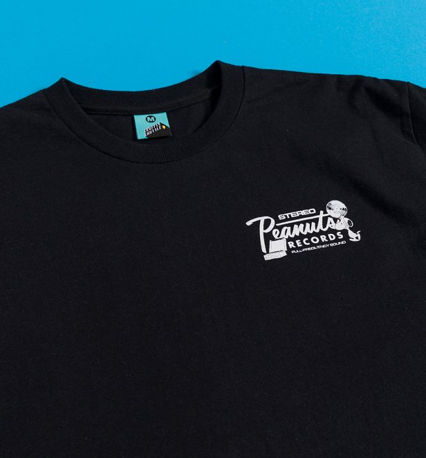 Peanuts Snoopy Don't Stop The Music Black T-Shirt with Back Print