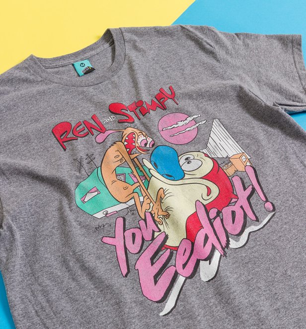Ren And Stimpy You Eediot Grey T-Shirt