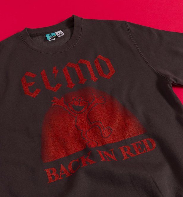 Sesame Street Back In Red Elmo Dark Grey Sweater