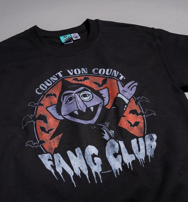 Sesame Street Count Von Count Fang Club Black Sweater