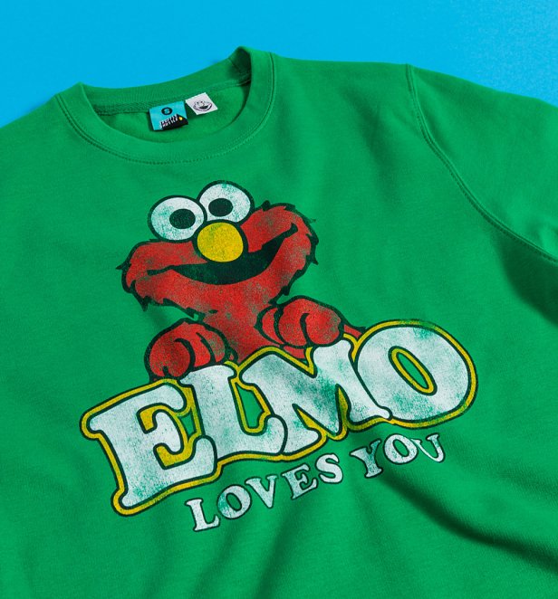 Sesame Street Elmo Loves You Green Sweater