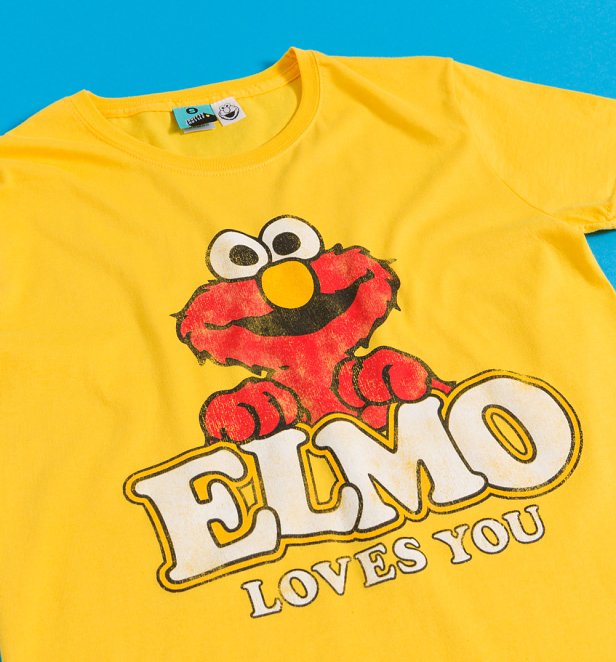 Sesame Street Elmo Loves You Yellow T-Shirt