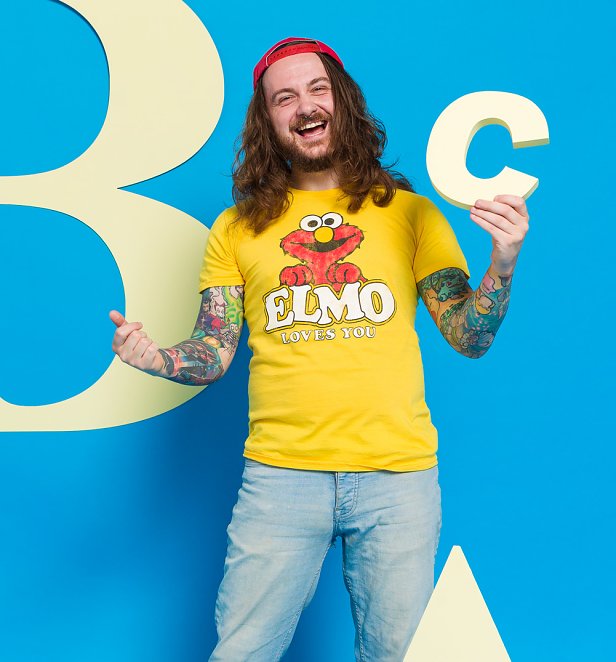 Sesame Street Elmo Loves You Yellow T-Shirt