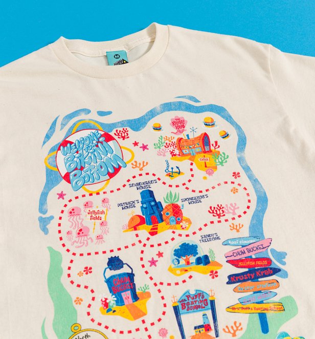 SpongeBob SquarePants Bikini Bottom Map Natural T-Shirt
