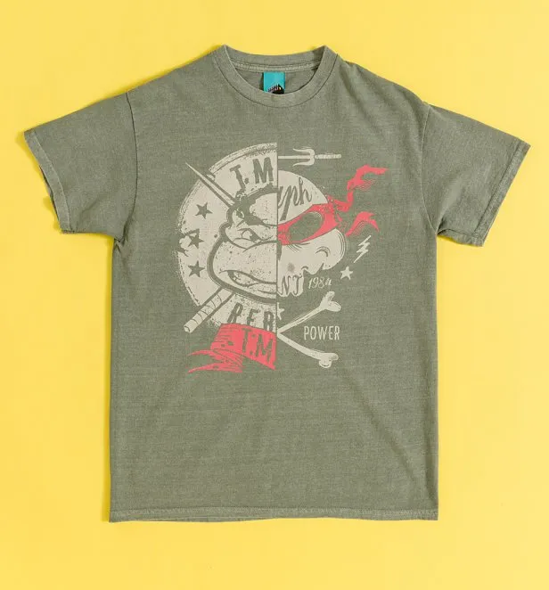 Teenage Mutant Ninja Turtles Split Vintage Wash Green T-Shirt