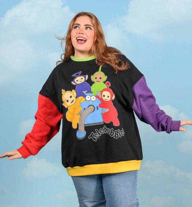 Teletubbies Drop Sleeve Colour Block Crewneck Sweatshirt from Cakeworthy