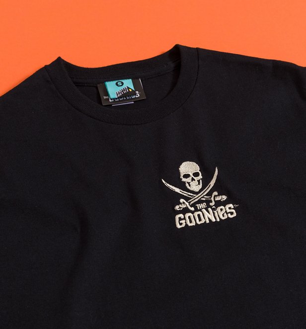 The Goonies Embroidered Skull And Crossbones Black T-Shirt