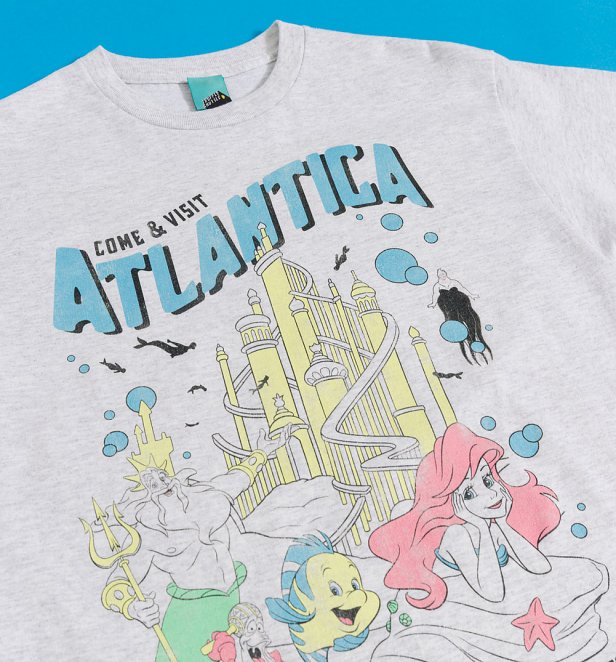 Disney The Little Mermaid Come & Visit Atlantica Light Grey Marl T-Shirt