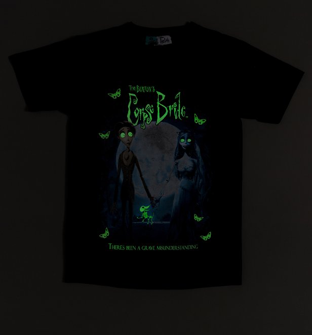 Tim Burton's Corpse Bride Glow In The Dark Black T-Shirt
